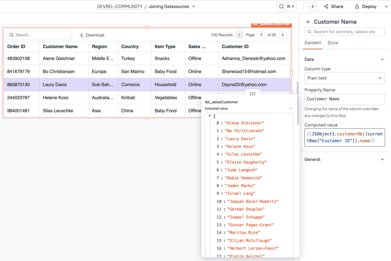 Joining Data From Multiple Sources | Appsmith Community Portal